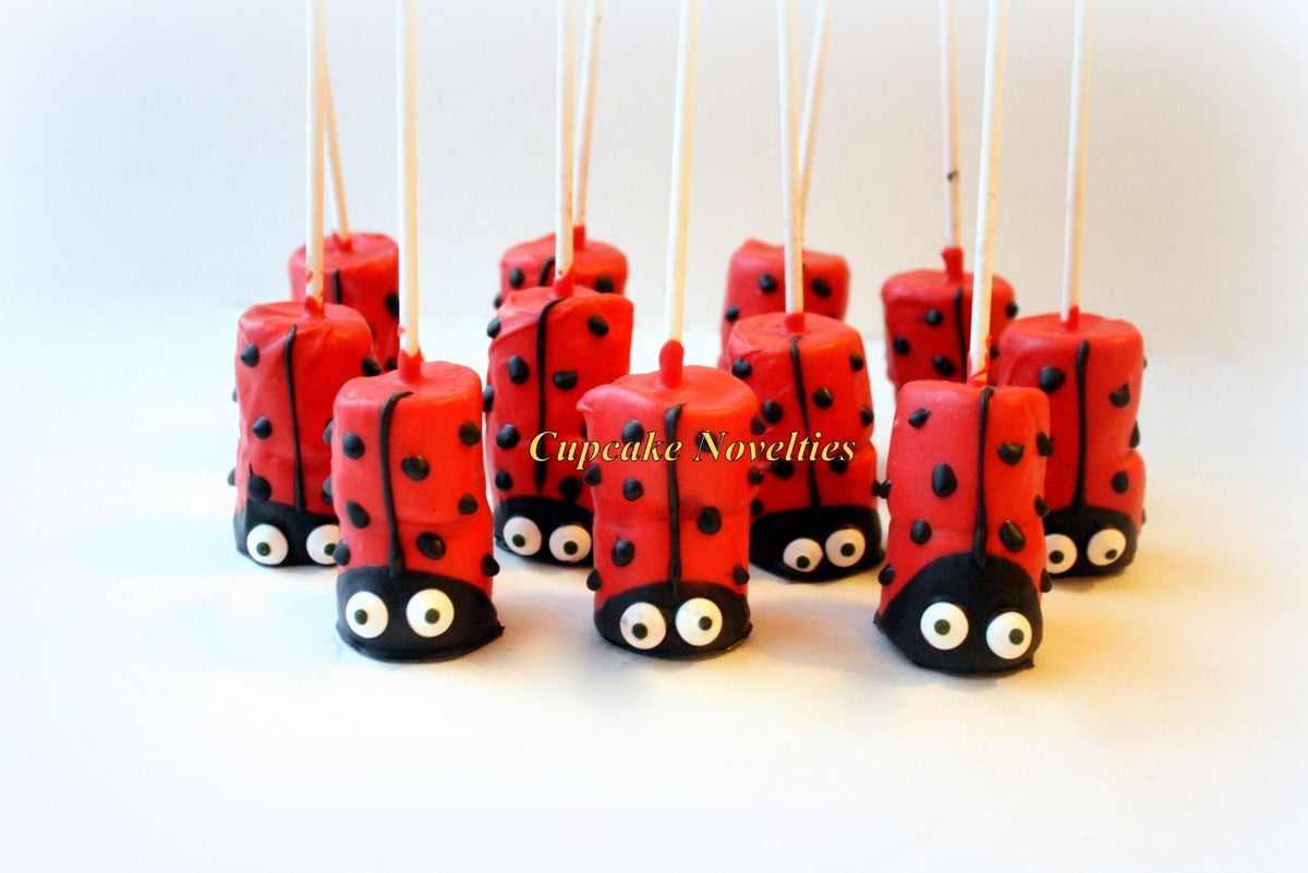 Ladybug Birthday Party Favors Dessert Chocolate dipped Marshmallows Po ...